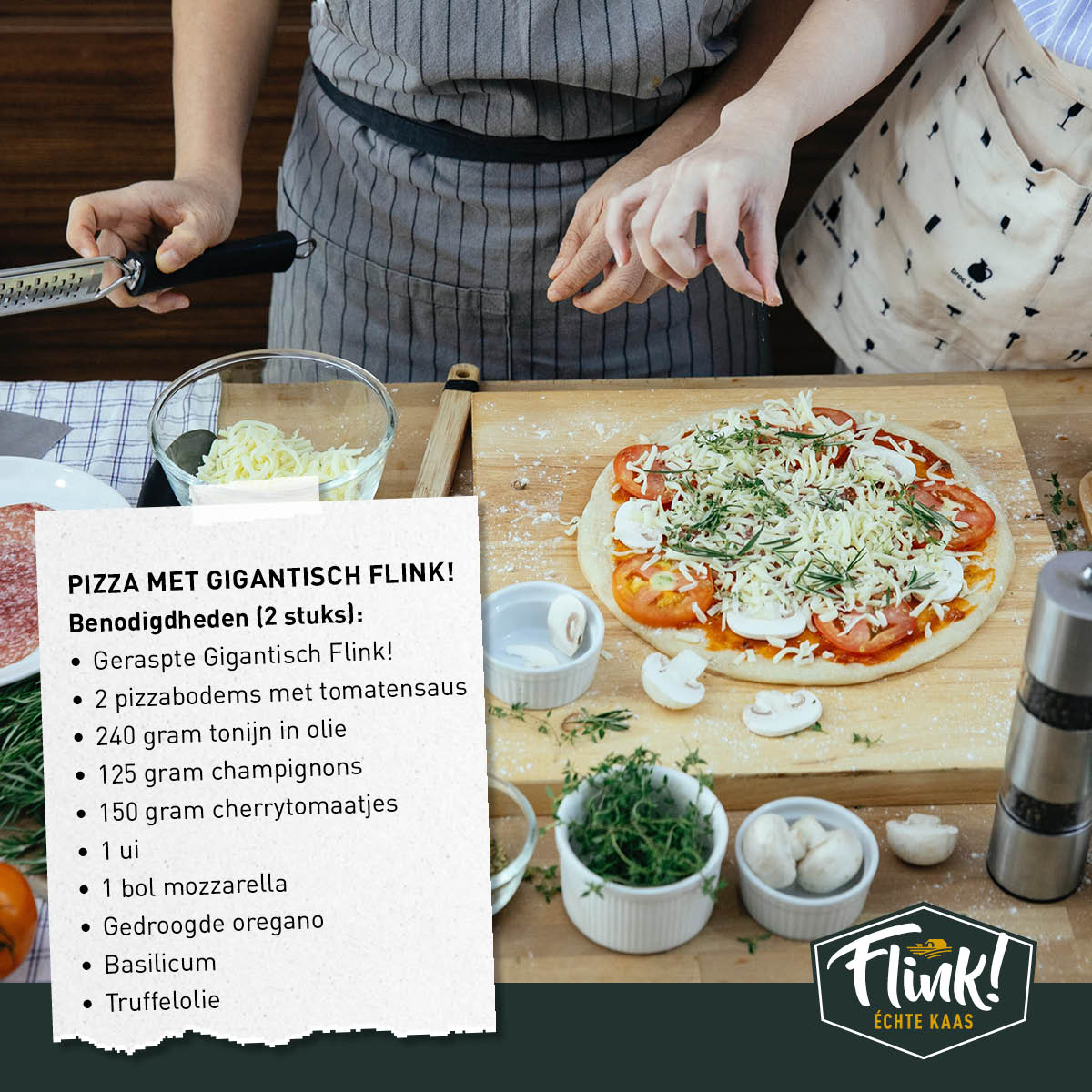 Zelf pizza maken | Recept met tonijn, tomaat en kaas| Flink! kaas